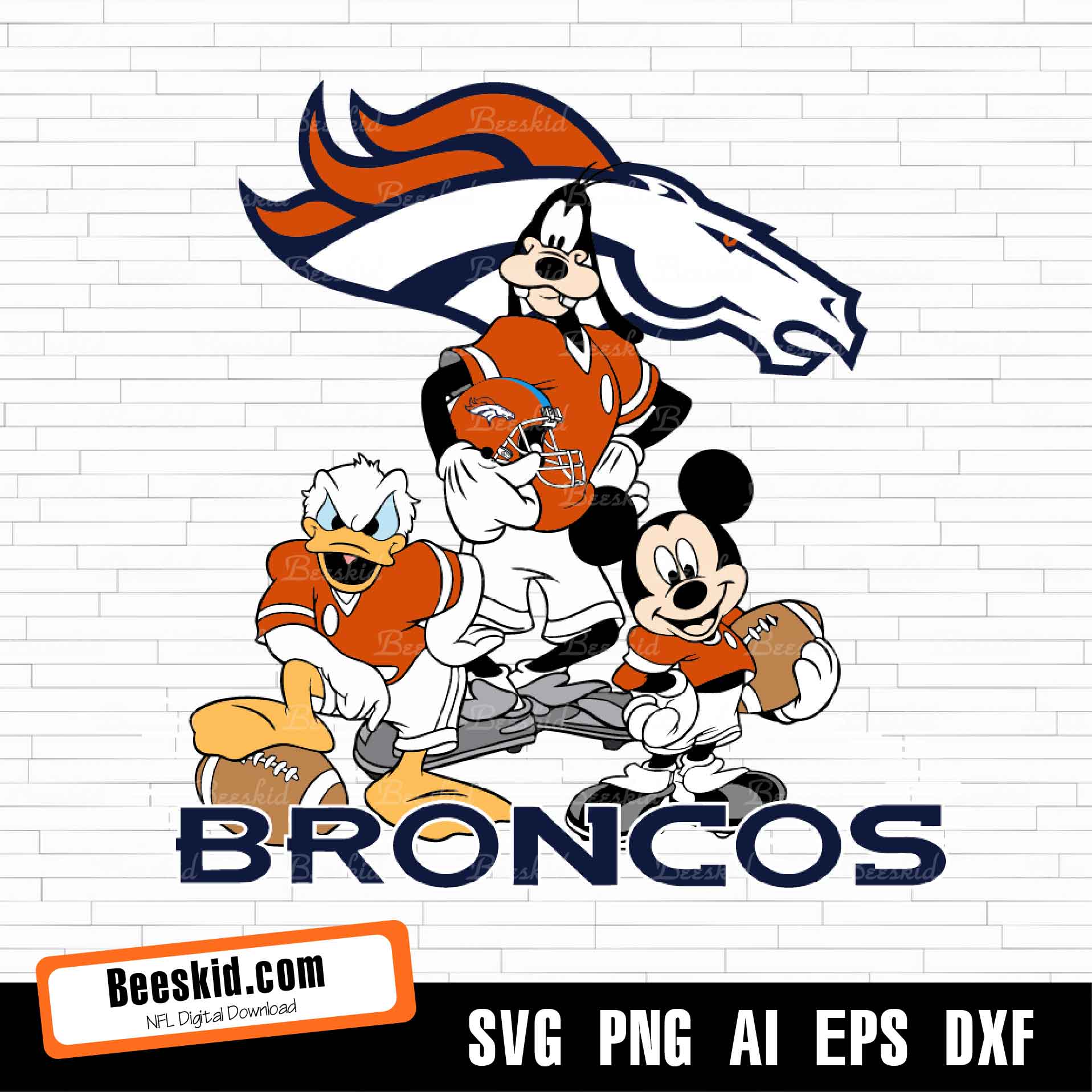 Denver Broncos Football Mickey SVG Design For Cricut Silhoue | Inspire ...