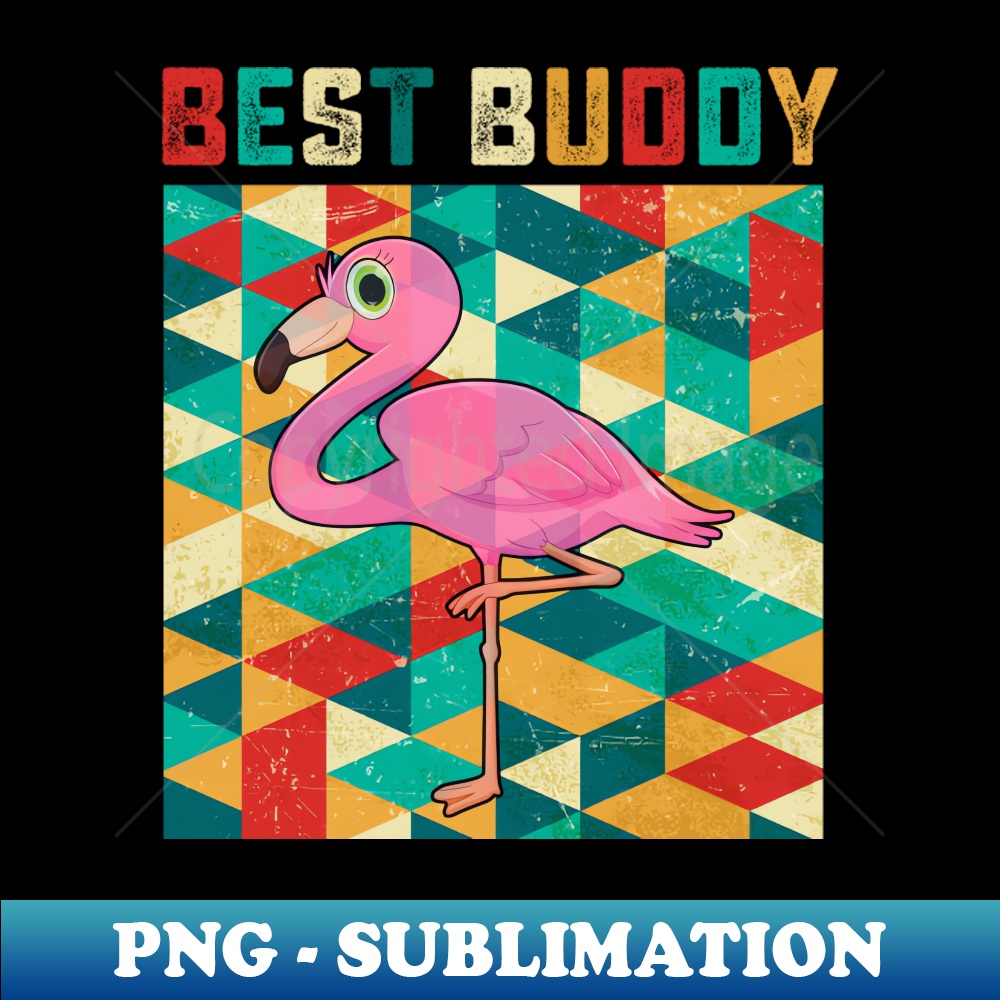 Best Buddy Flamingo - Retro PNG Sublimation Digital Download - Inspire ...