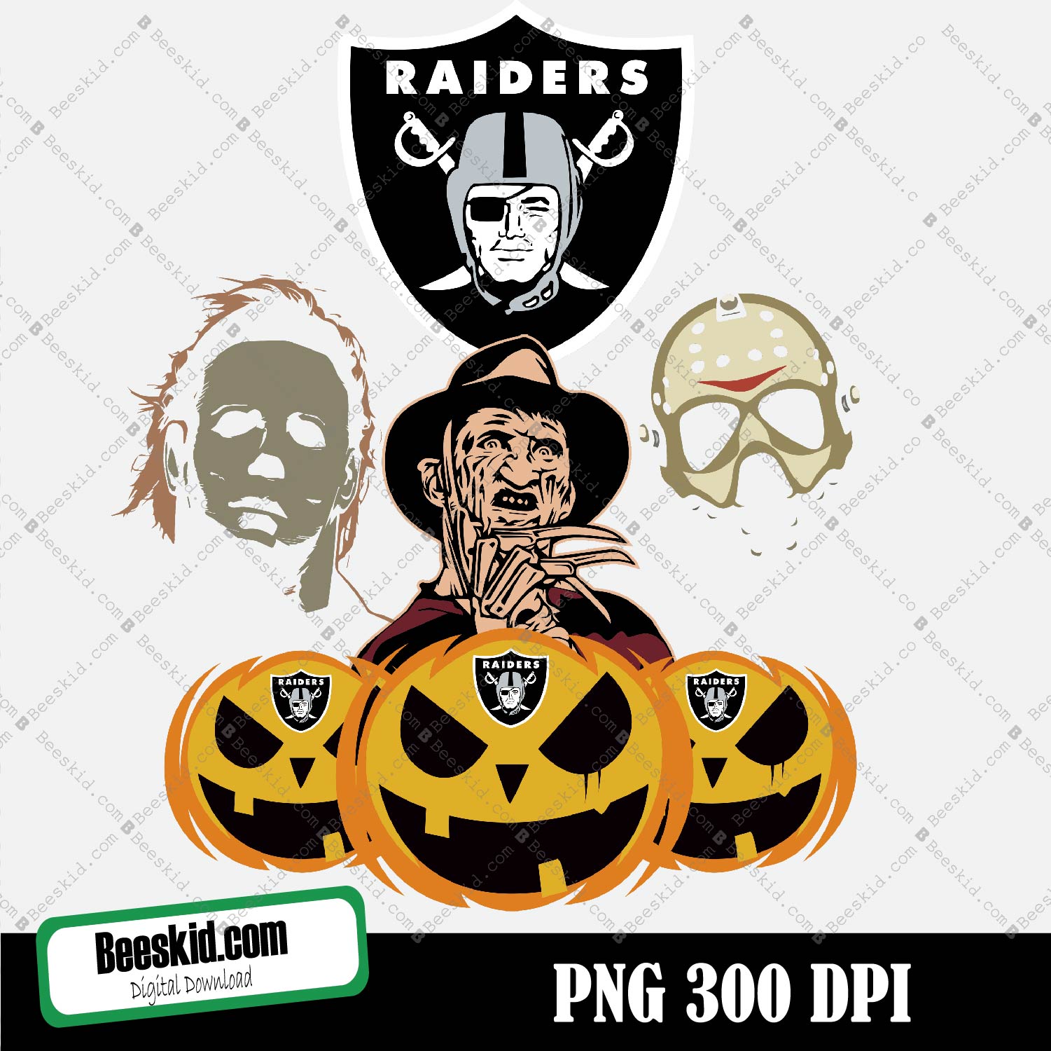 Las Vegas Raiders Horror Halloween Png, Clipart Bundle, N F | Inspire ...