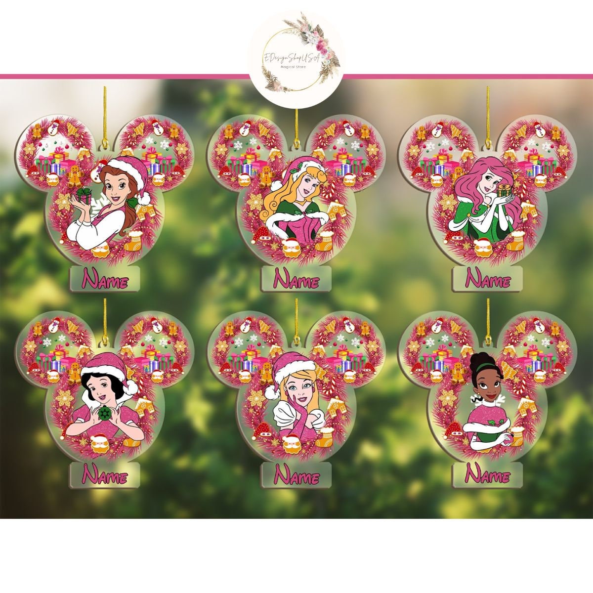 Personalized Disney Princess Christmas Ornament, Princess Ch - Inspire ...