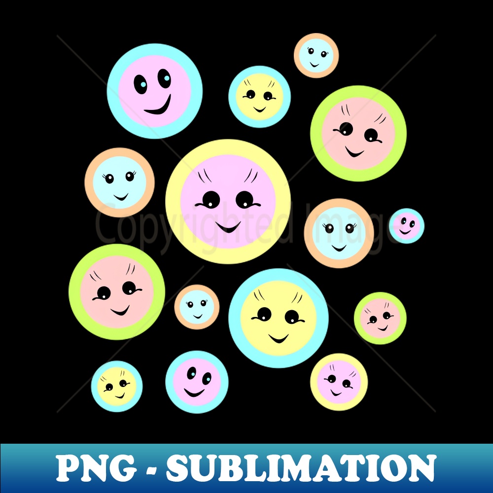 Happy smiley faces in pastel - Exclusive Sublimation Digital | Inspire ...