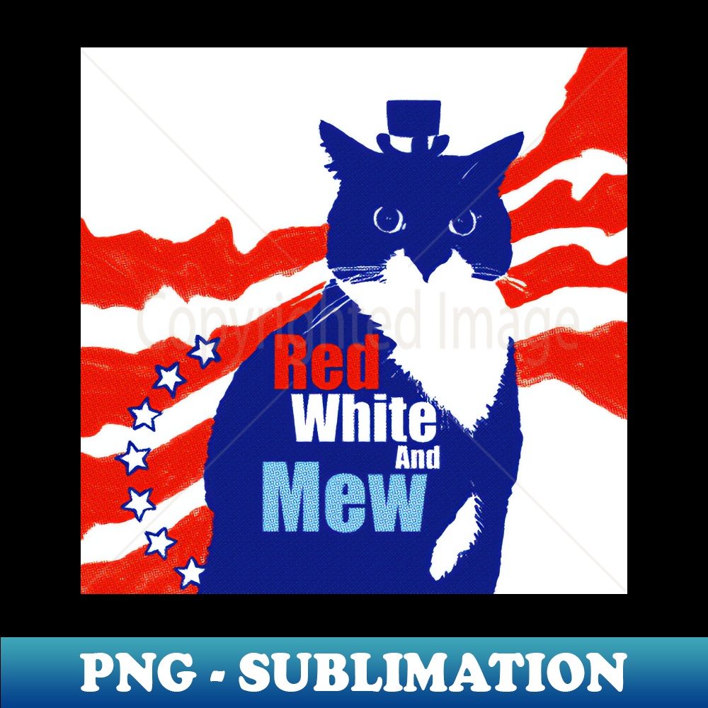 Red White and Mew Cat - PNG Transparent Sublimation Design - - Inspire ...