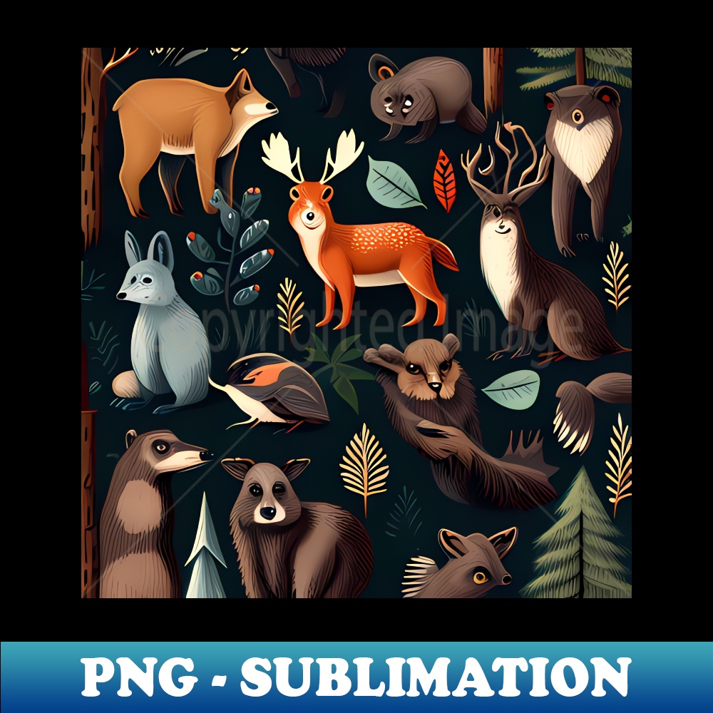Woodland critters - Retro PNG Sublimation Digital Download - | Inspire ...
