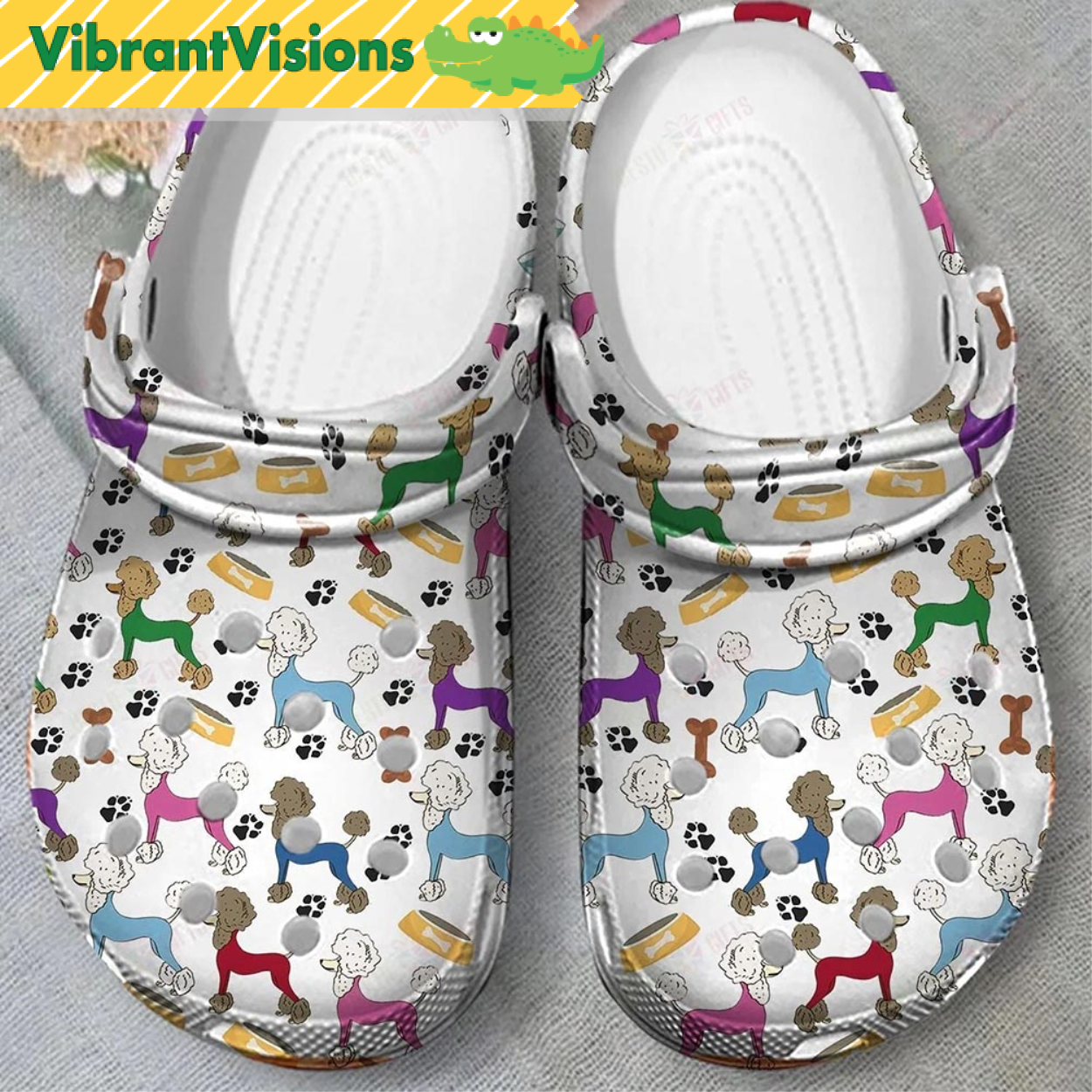 Classic Poodle Pattern Crocs Shoes | Inspire Uplift