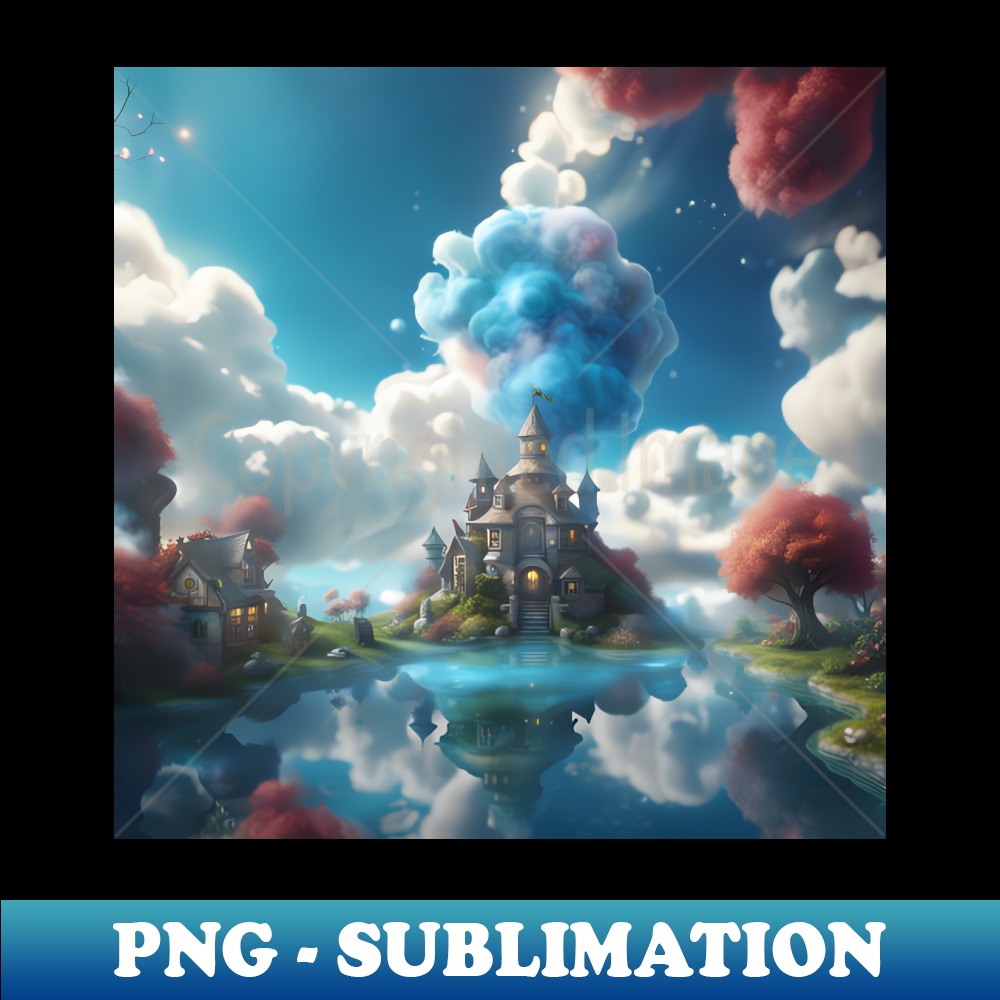 Fairy House on Cloud - Decorative Sublimation PNG File - Enh | Inspire Uplift