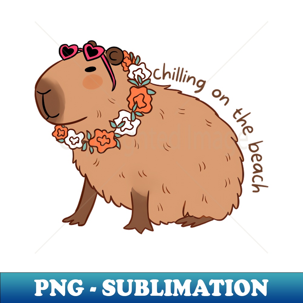 Chilling on the beach cute capybara with sunglasses - Artist | Inspire ...