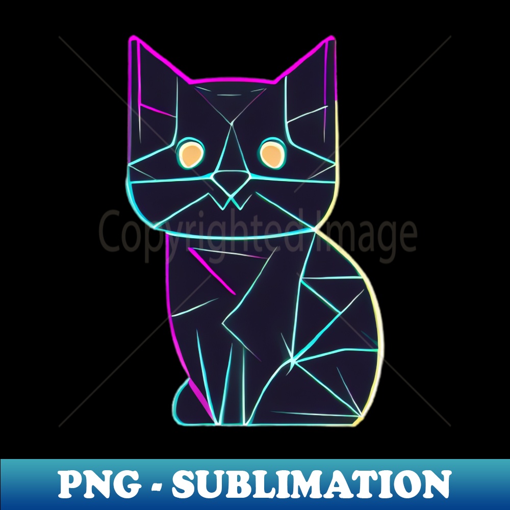 Glowing Geometry Trendy Neon Cat Design for Fashion-forward | Inspire ...