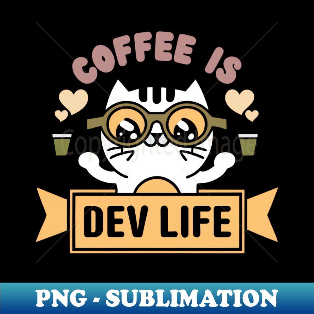 Kawaii Coffee Is Dev Life - PNG Transparent Digital Download | Inspire ...