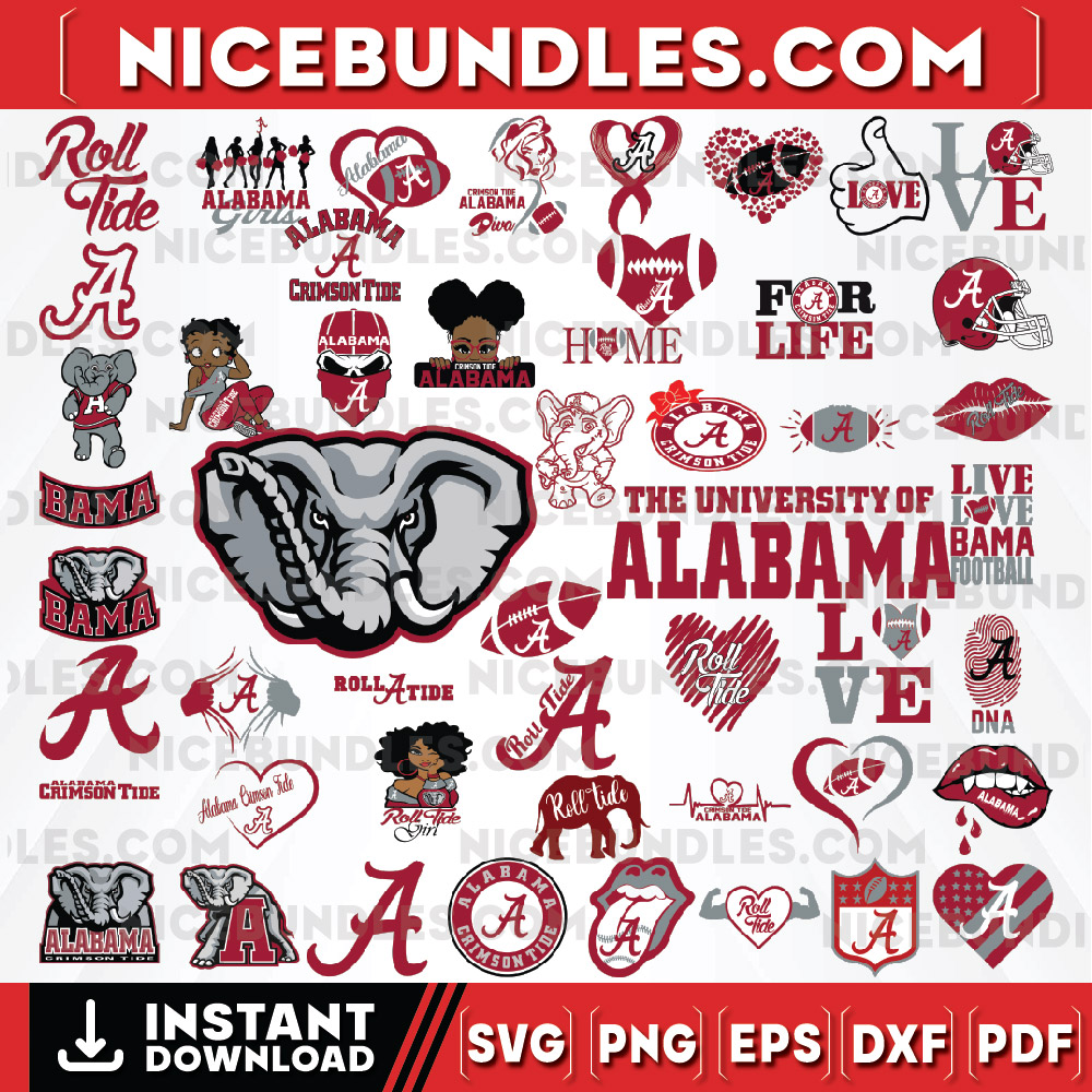 50 Files Alabama Crimson Tide Team Bundle Svg, Alabama Crims | Inspire ...