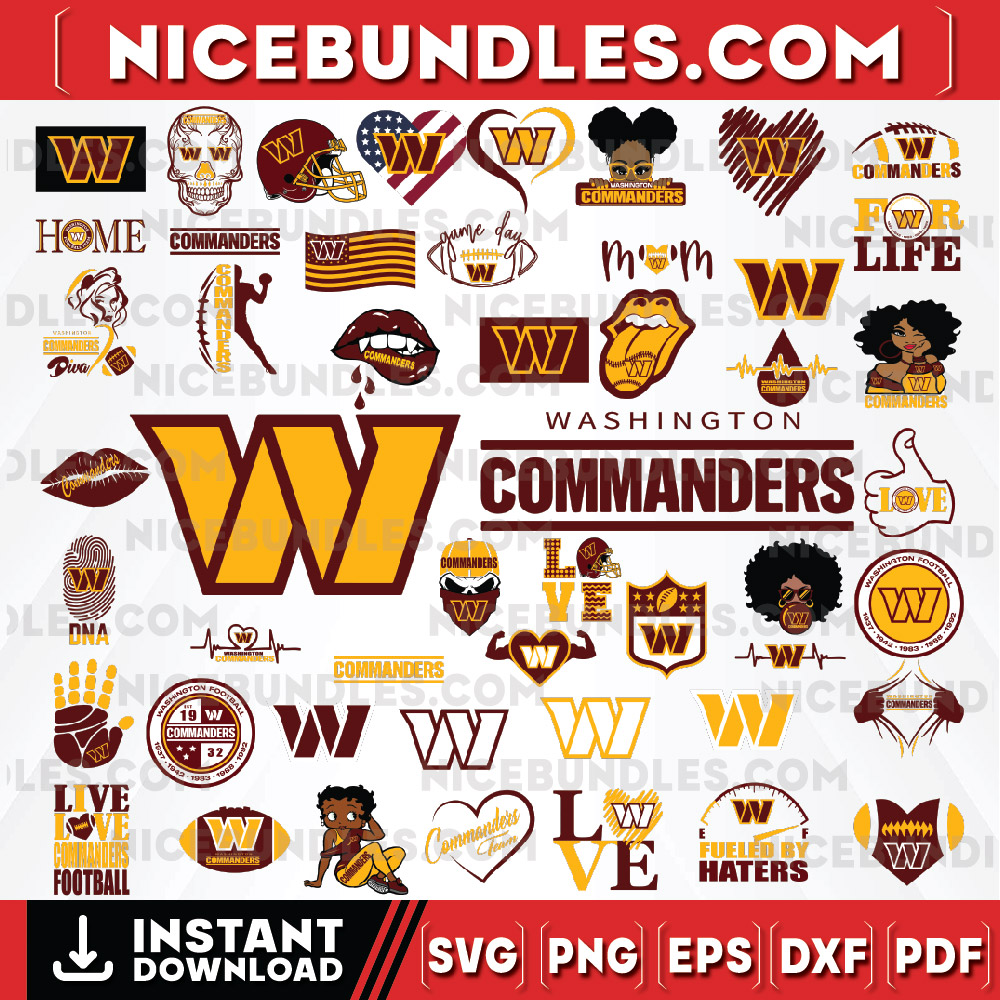 50 Files Washington Commanders Team Bundle Svg, Washington C | Inspire ...