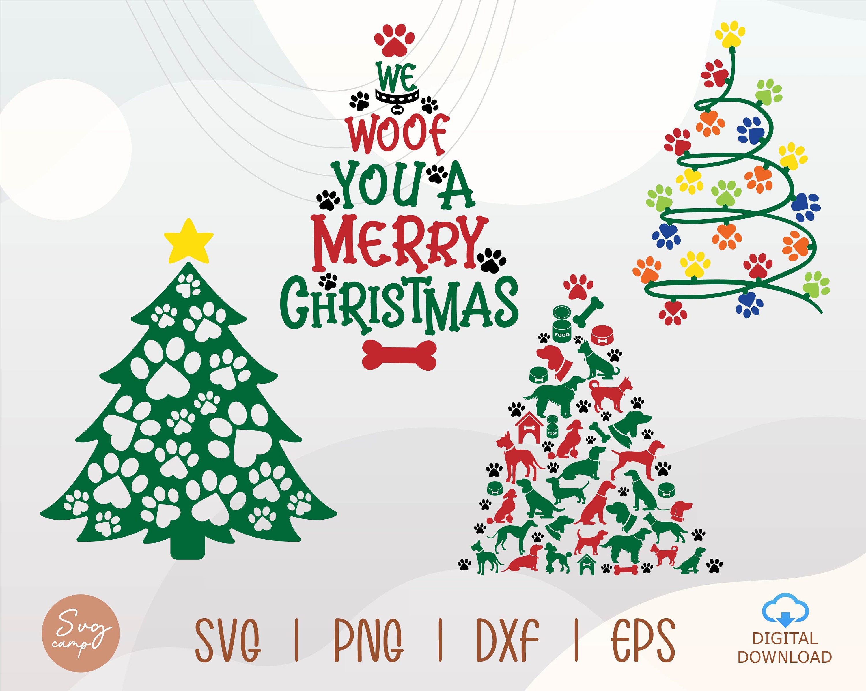Christmas Paw Svg Bundle, We Woof You A Merry Christmas Svg, | Inspire ...