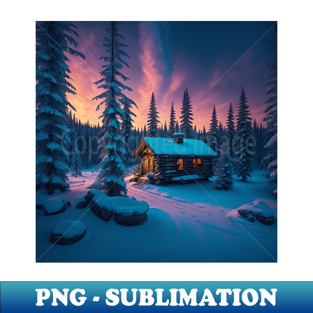 Boreal Forest Landscapes with Wooden Cabins Ai Generated Art | Inspire ...