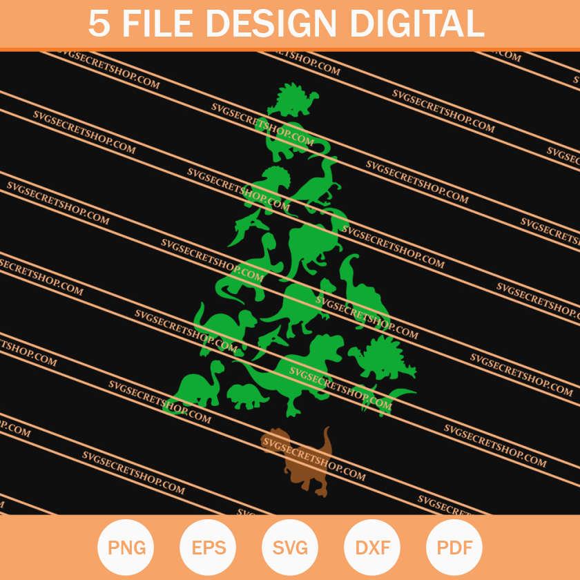 Dinosaur Christmas Tree SVG, Dinosaur SVG, Christmas Tree SV - Inspire ...