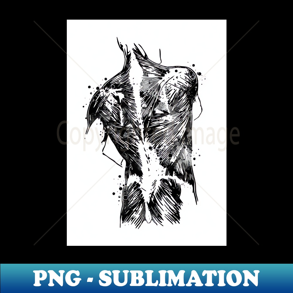 Human Back With Muscles Black and White Anatomy Gift - Uniqu - Inspire ...