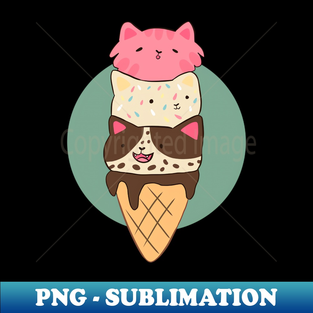 Cat ice cream cone - PNG Sublimation Digital Download - Enha - Inspire ...
