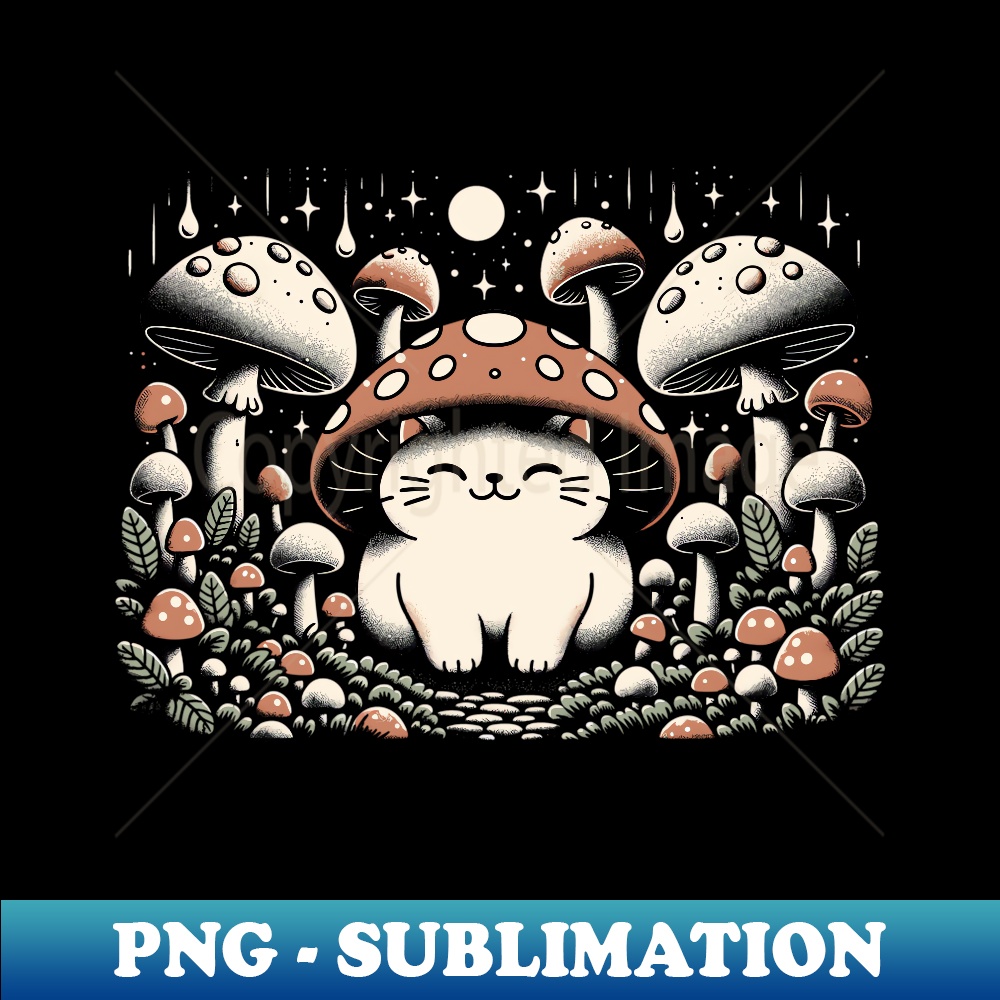 Cute Kawaii Cat in a Mushroom Field - Cottagecore Aesthetic | Inspire ...