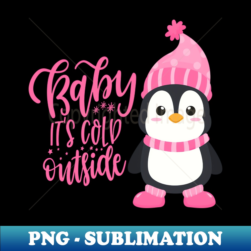 Baby its cold outside cute baby penguin in pink - Digital Su | Inspire ...
