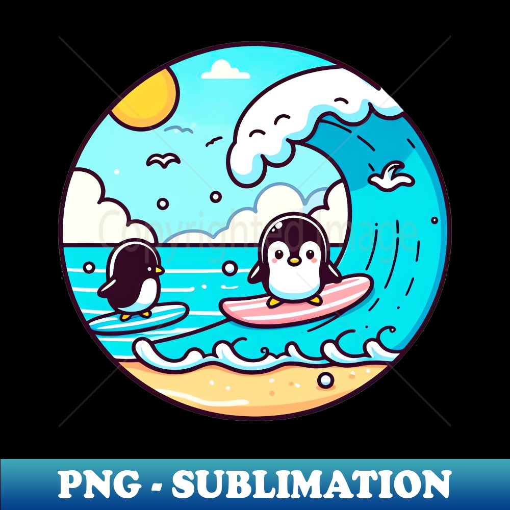 Penguin Paradise Surf - PNG Transparent Sublimation Design - | Inspire ...