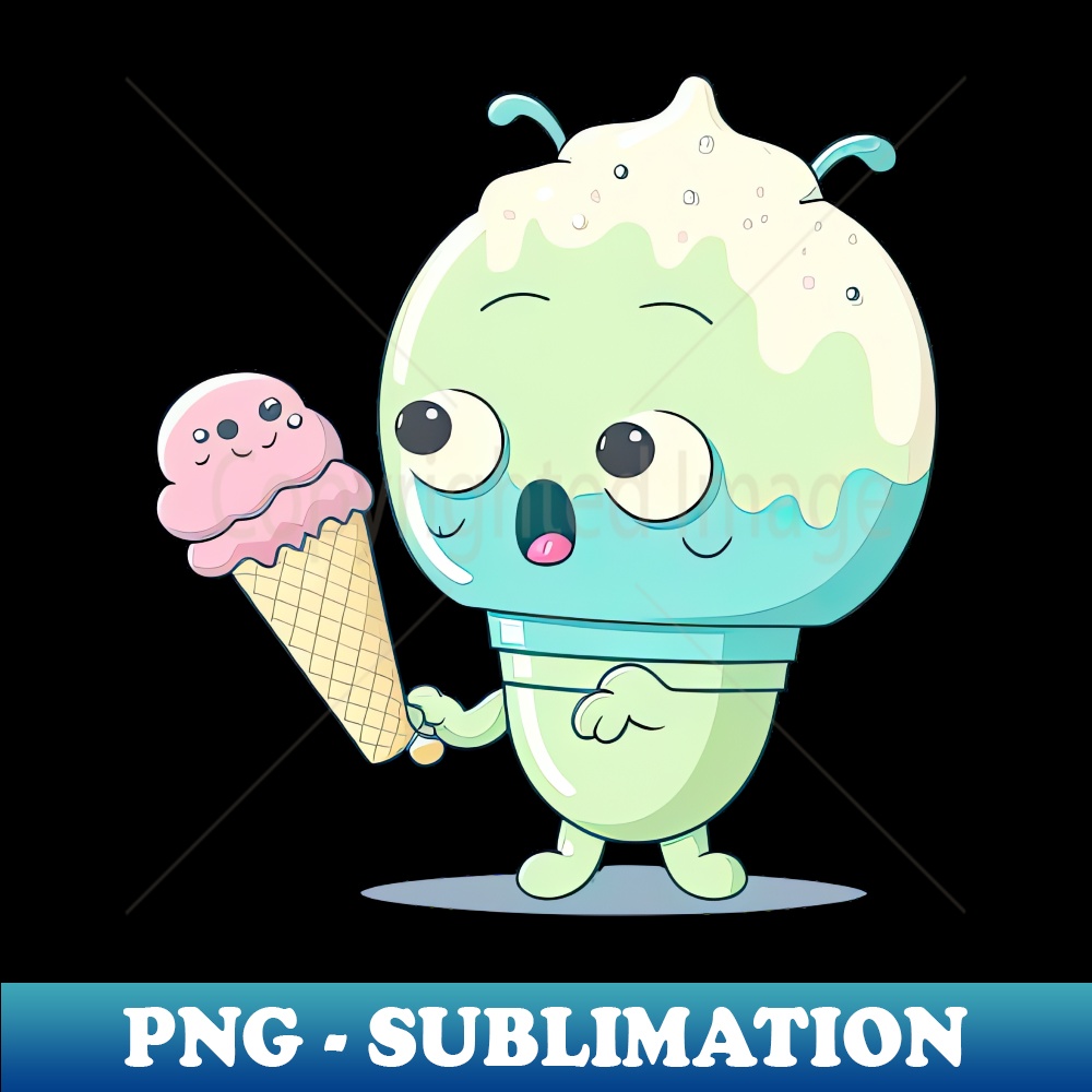 Cute and funny alien ice cream - PNG Transparent Sublimation - Inspire ...