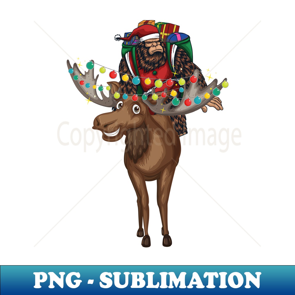 Funny Christmas Bigfoot Riding A Moose Sasquatch Hunting Dad | Inspire ...