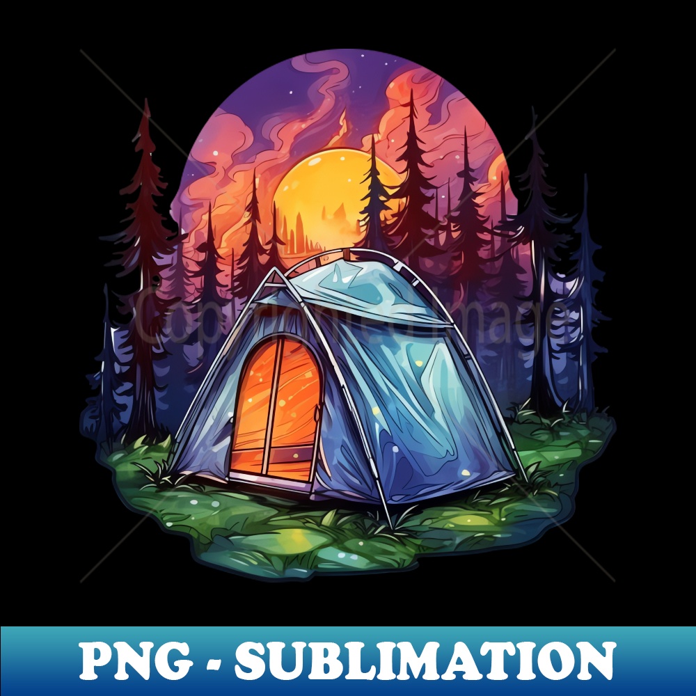 Tent Forest Mountains Sunset - PNG Transparent Sublimation D - Inspire ...