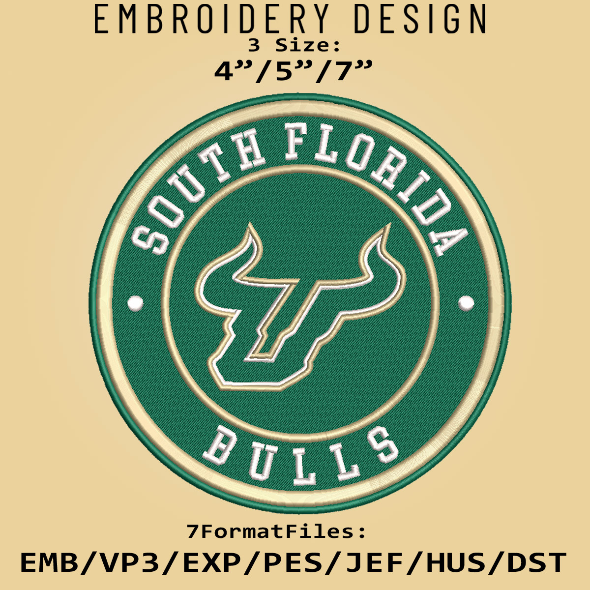 NCAA Logo South Florida Bulls, Embroidery design, Embroidery | Inspire ...