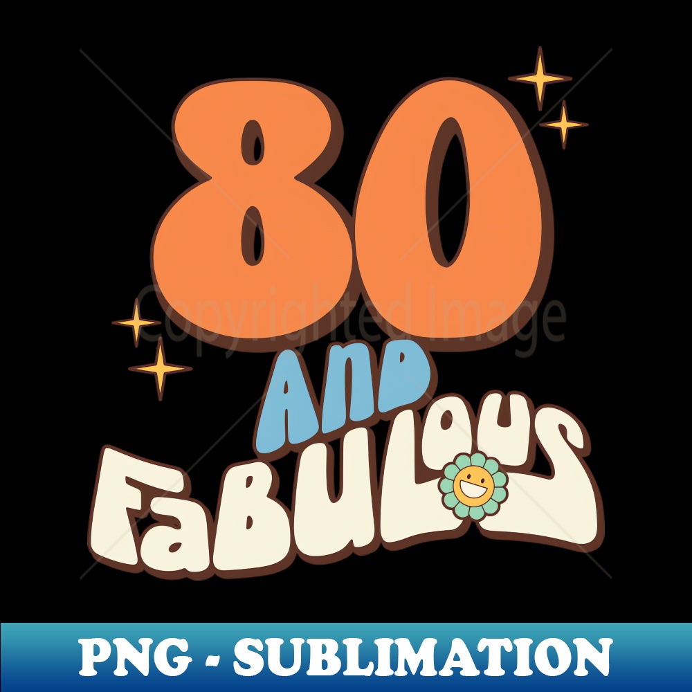 80th Birthday Party Retro Wavy Words Turning Eighty - PNG Su | Inspire ...