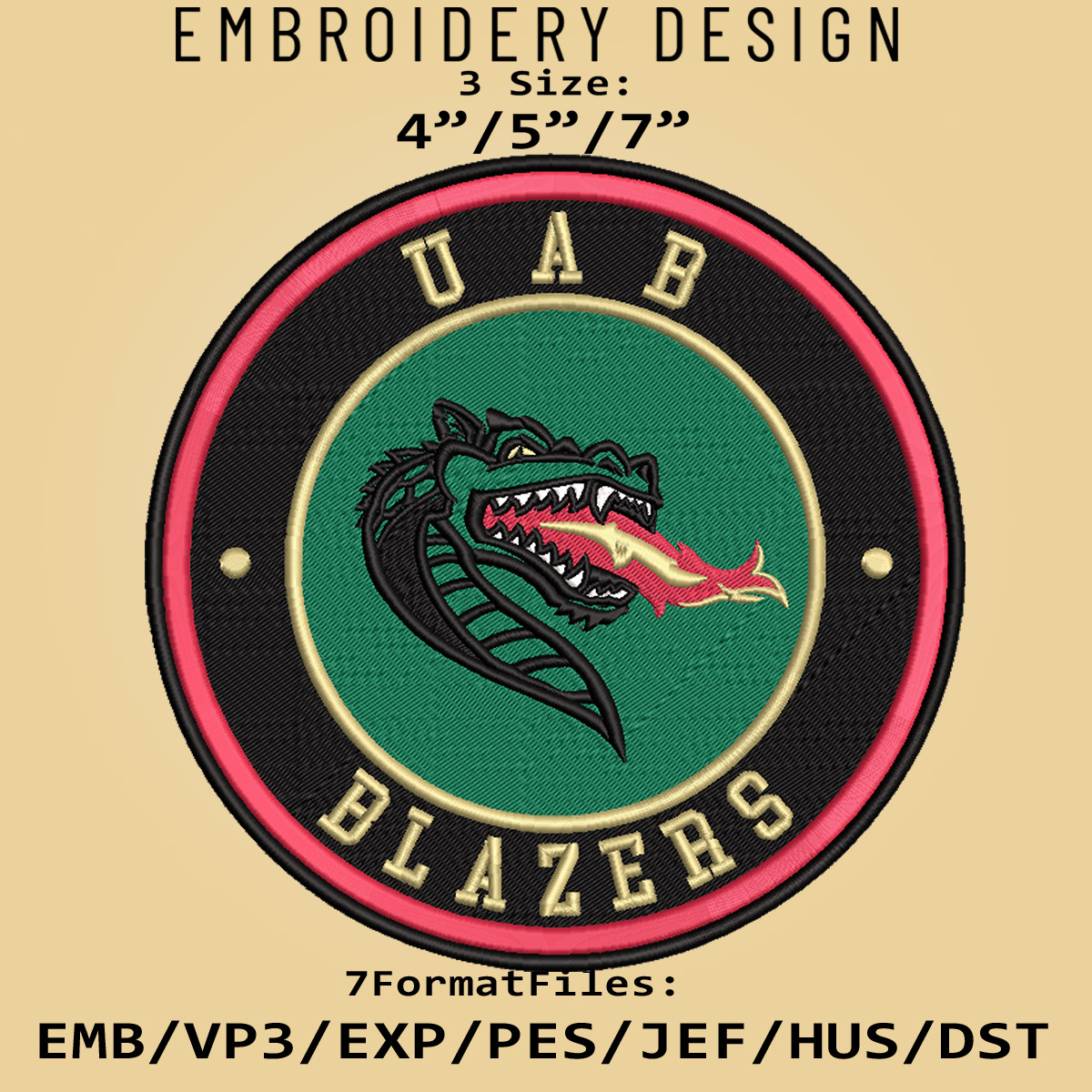 NCAA Logo UAB Blazers, Embroidery design, Embroidery Files, | Inspire ...