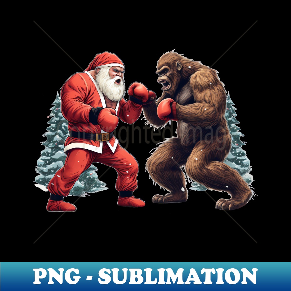 Santa Claus Boxing Bigfoot Sasquatch Christmas - Trendy Subl - Inspire ...