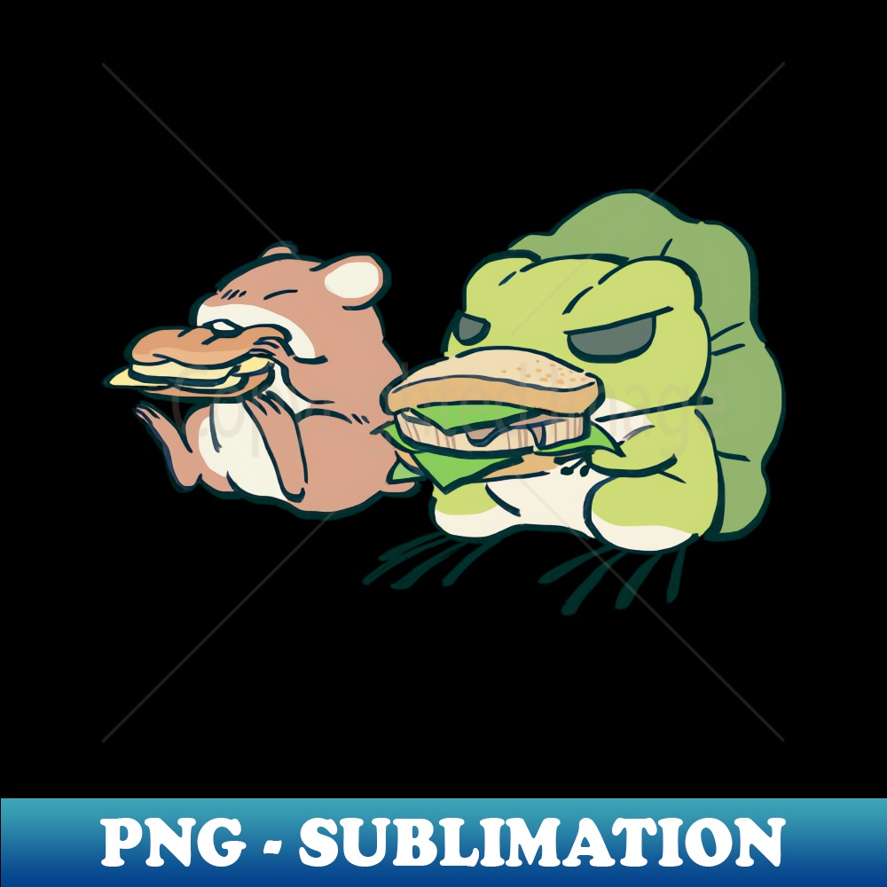 traveling frog eating sandwich lunch with mouse tabi kaeru | Inspire Uplift