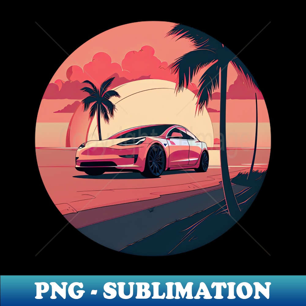 Tesla Model 3 inspired car in front of a beach with palm tre | Inspire ...