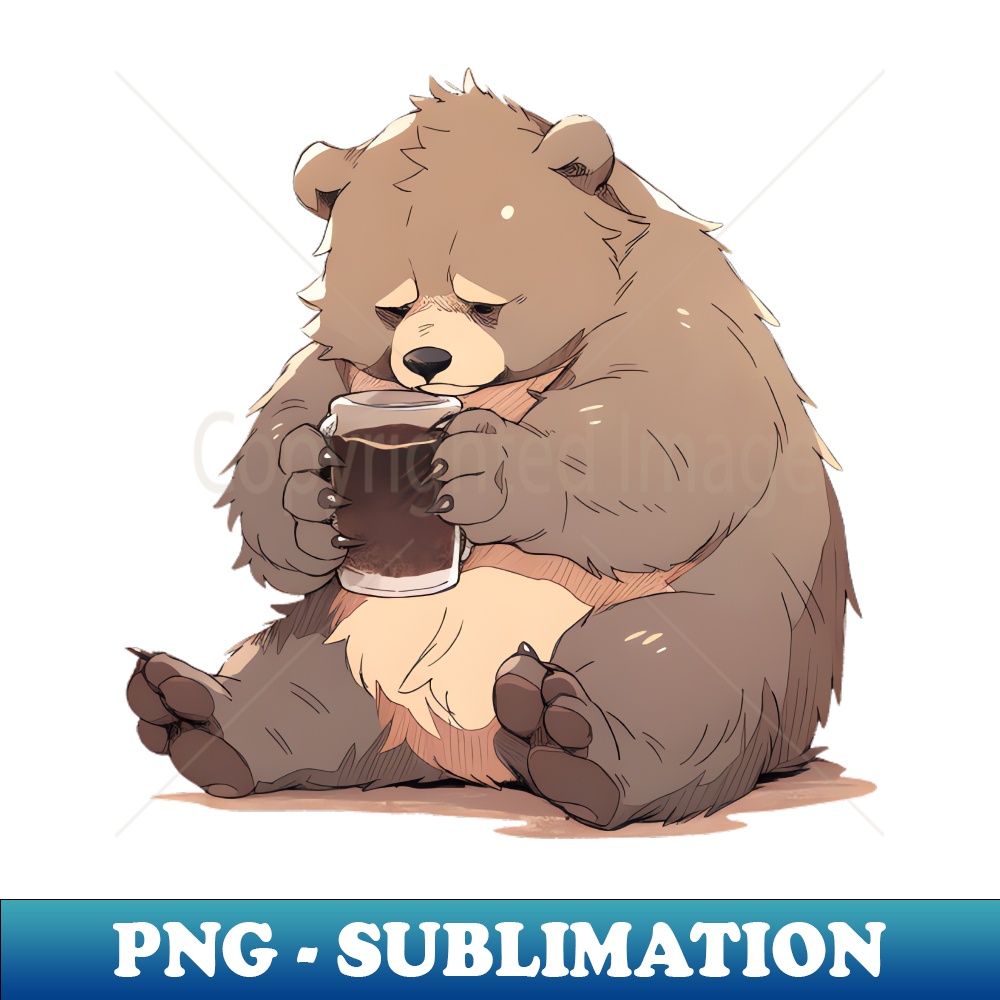 Grumpy Sleepy bear with Coffee - Signature Sublimation PNG F | Inspire ...