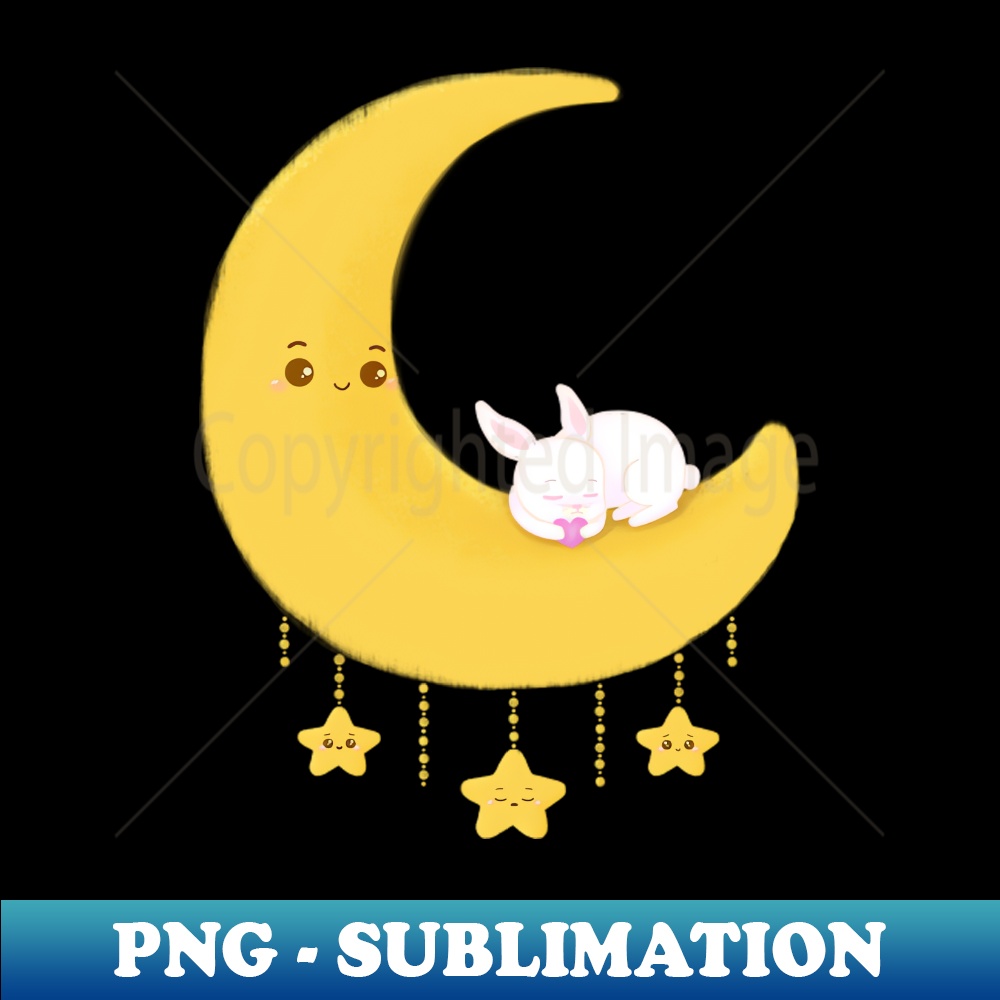 Cute Moon Rabbit Cartoon Illustration - Exclusive Sublimatio - Inspire ...