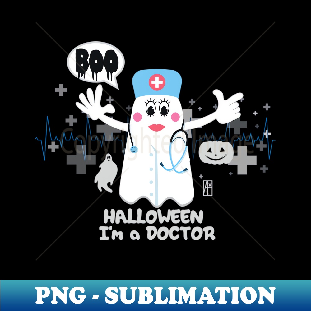 BOO Lady Doctor dressed as a GHOST - cute Halloween - PNG Tr | Inspire ...
