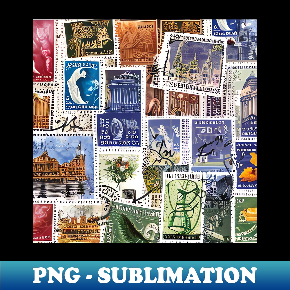Postage Stamps - PNG Transparent Sublimation Design - Bold & - Inspire ...