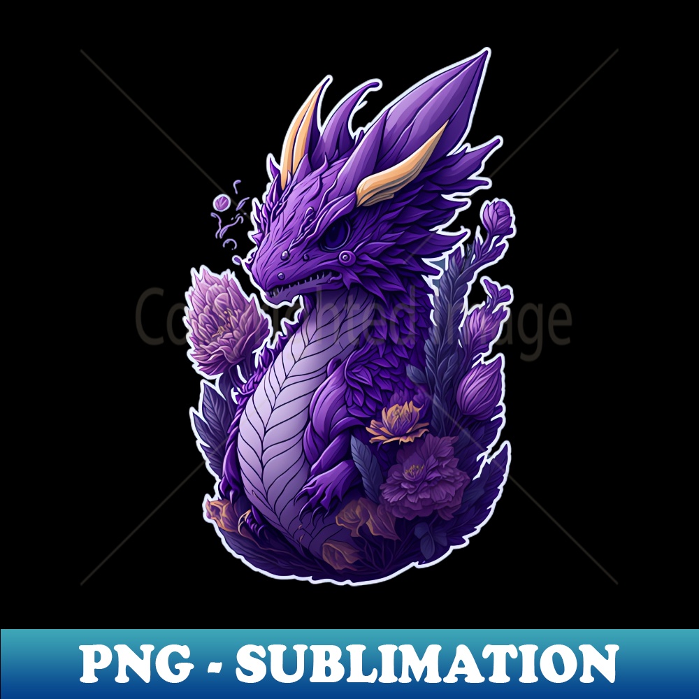 Violet dragon with flowers - Elegant Sublimation PNG Downloa | Inspire ...