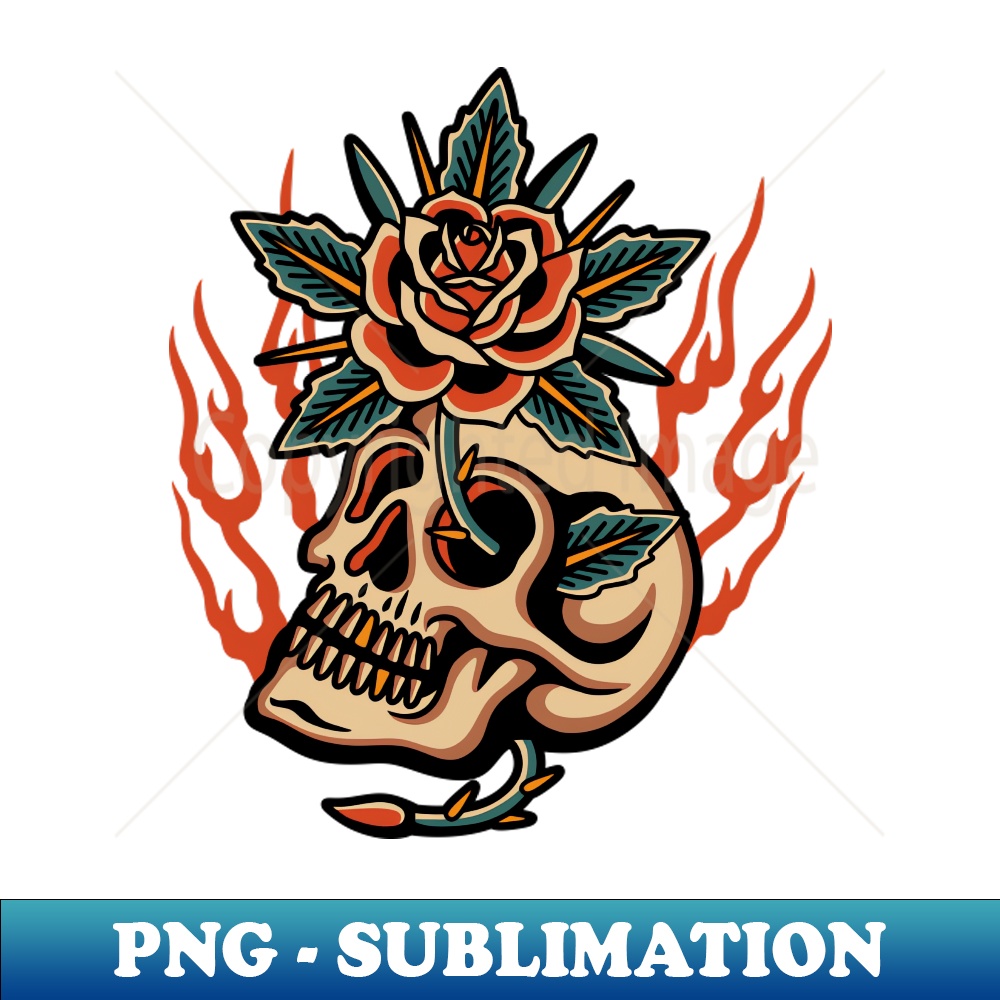 Skull Rose traditional tattoo - Signature Sublimation PNG Fi - Inspire ...