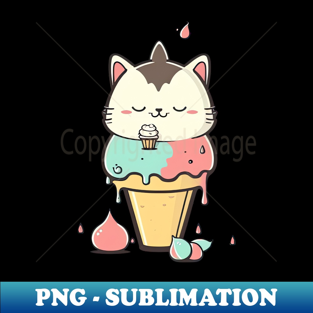 Cute cat ice cream - High-Resolution PNG Sublimation File - - Inspire ...