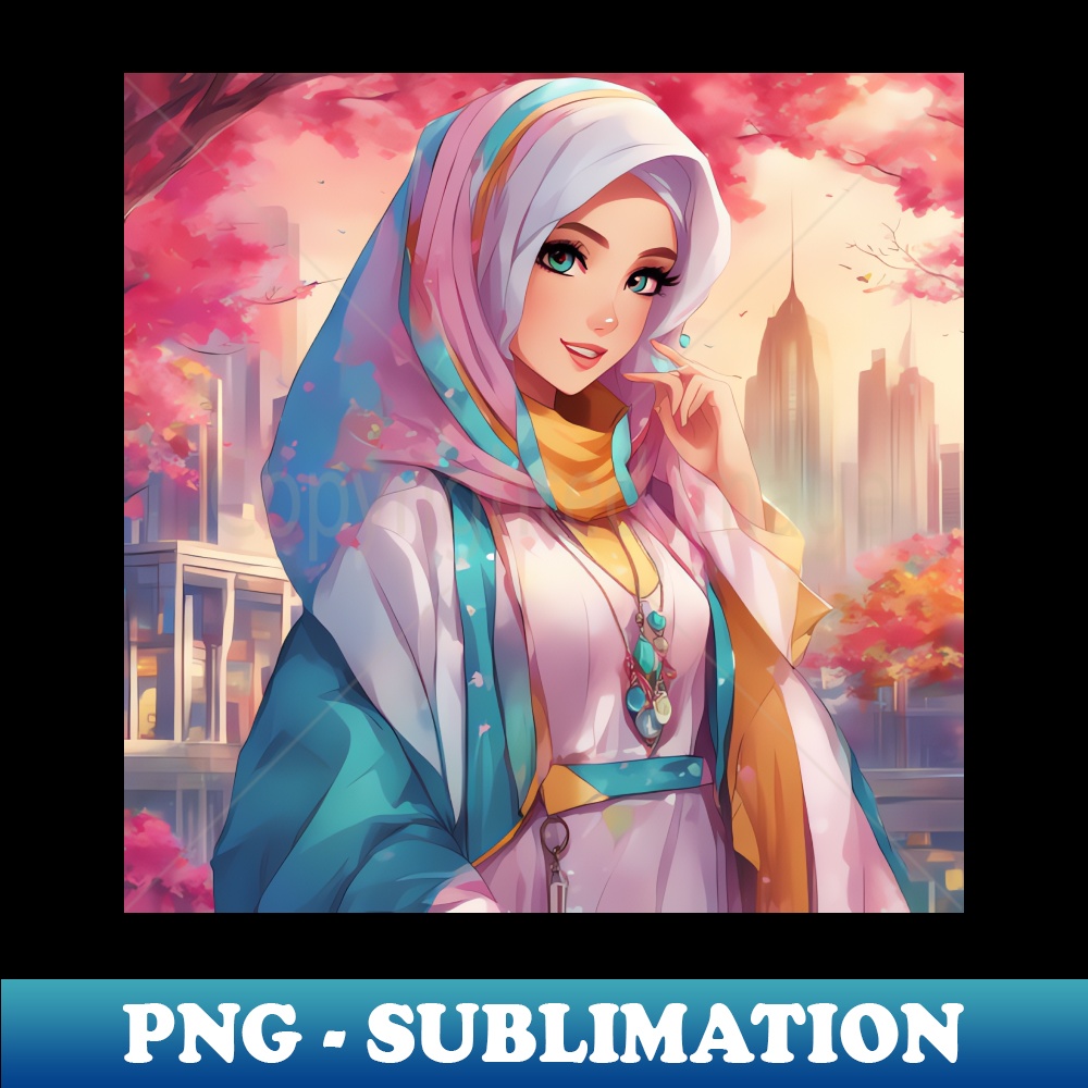 Muslim Anime Girl Hijab - High-Resolution PNG Sublimation Fi | Inspire ...