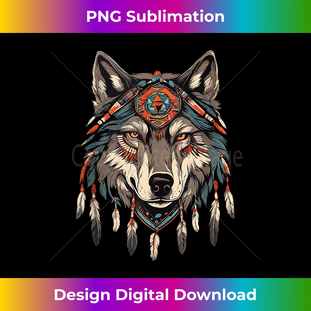 Native American Wolf Artwork Tank To - Contemporary PNG Subl | Inspire ...