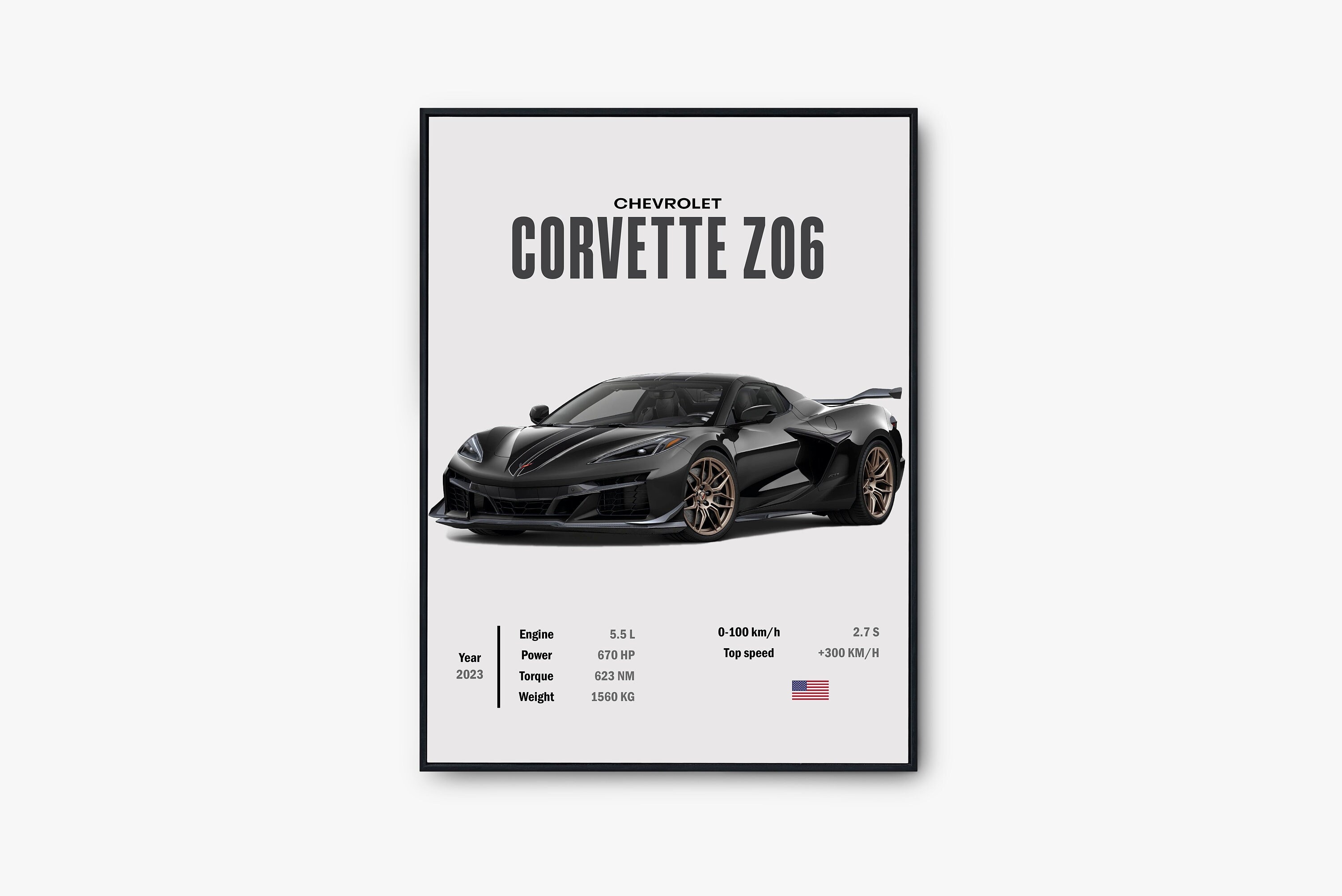 Corvette Poster, Chevrolet Corvette Z06, Supercar Wall Art, | Inspire ...