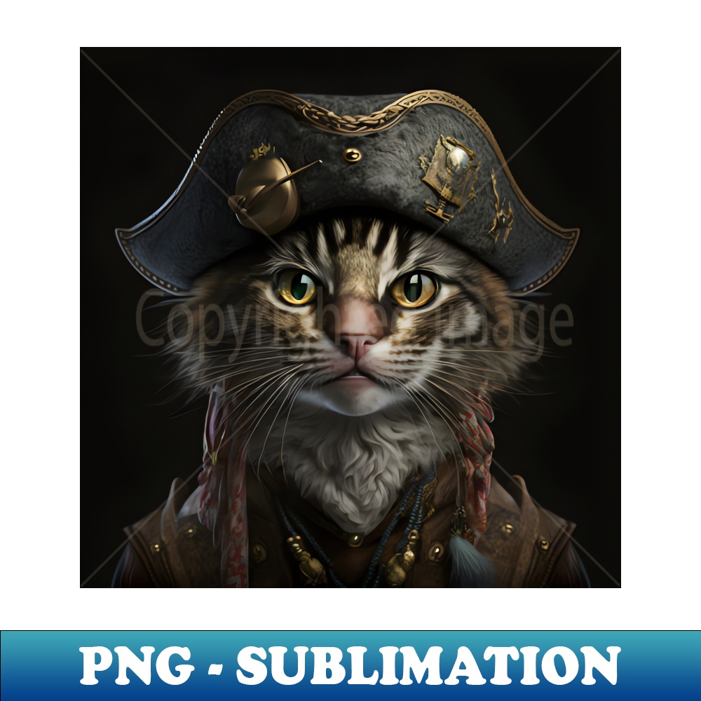 Pirate Cat in Uniform - PNG Transparent Sublimation File - P - Inspire ...