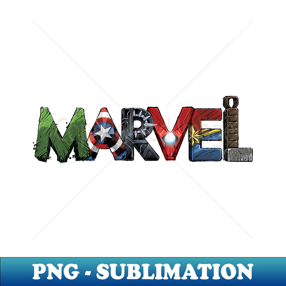 Marvel Avengers Character Text Portrait - Exclusive PNG Subl | Inspire ...