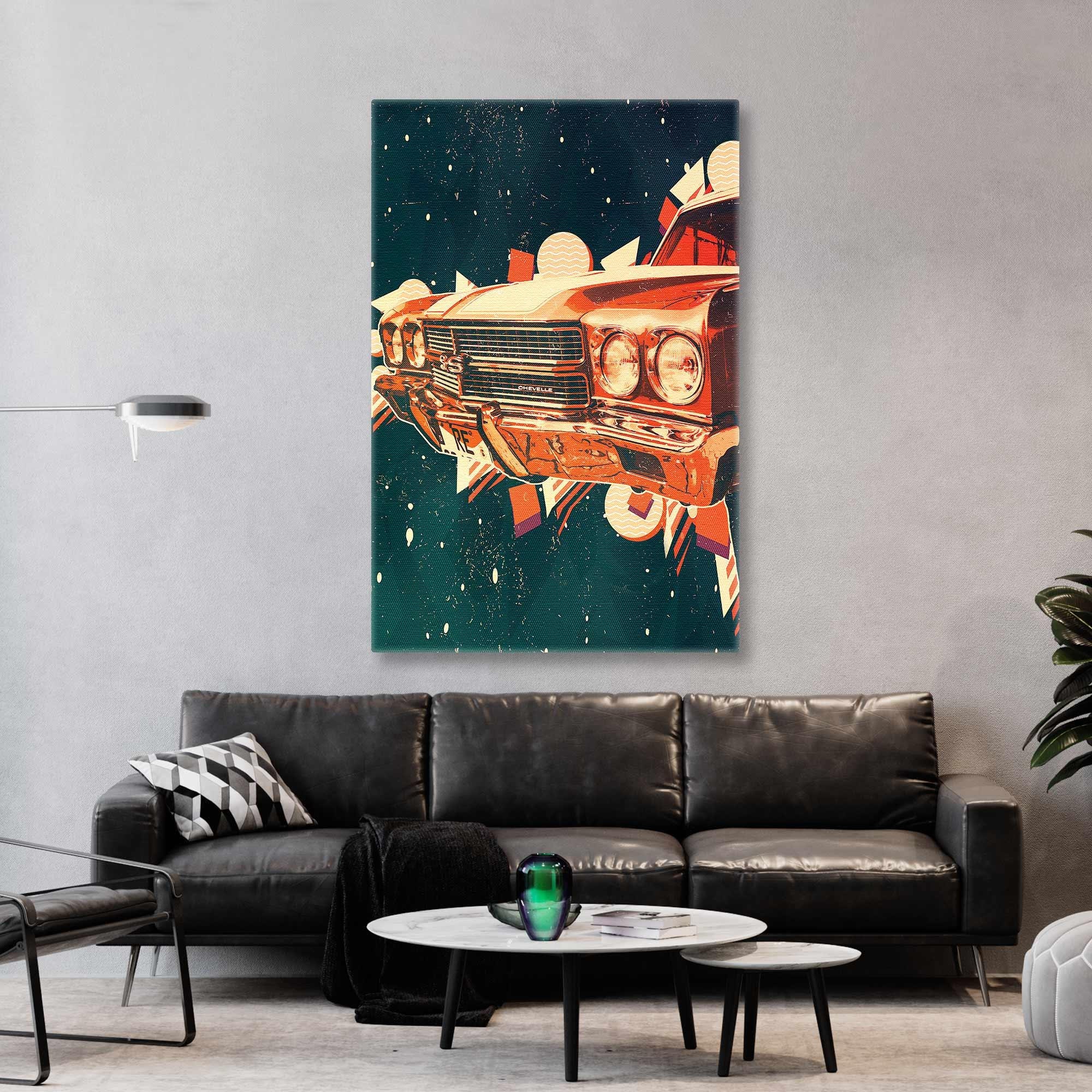 Classic Car Wall Art, Retro Wall Decor, Red Car Canvas Art, | Inspire ...