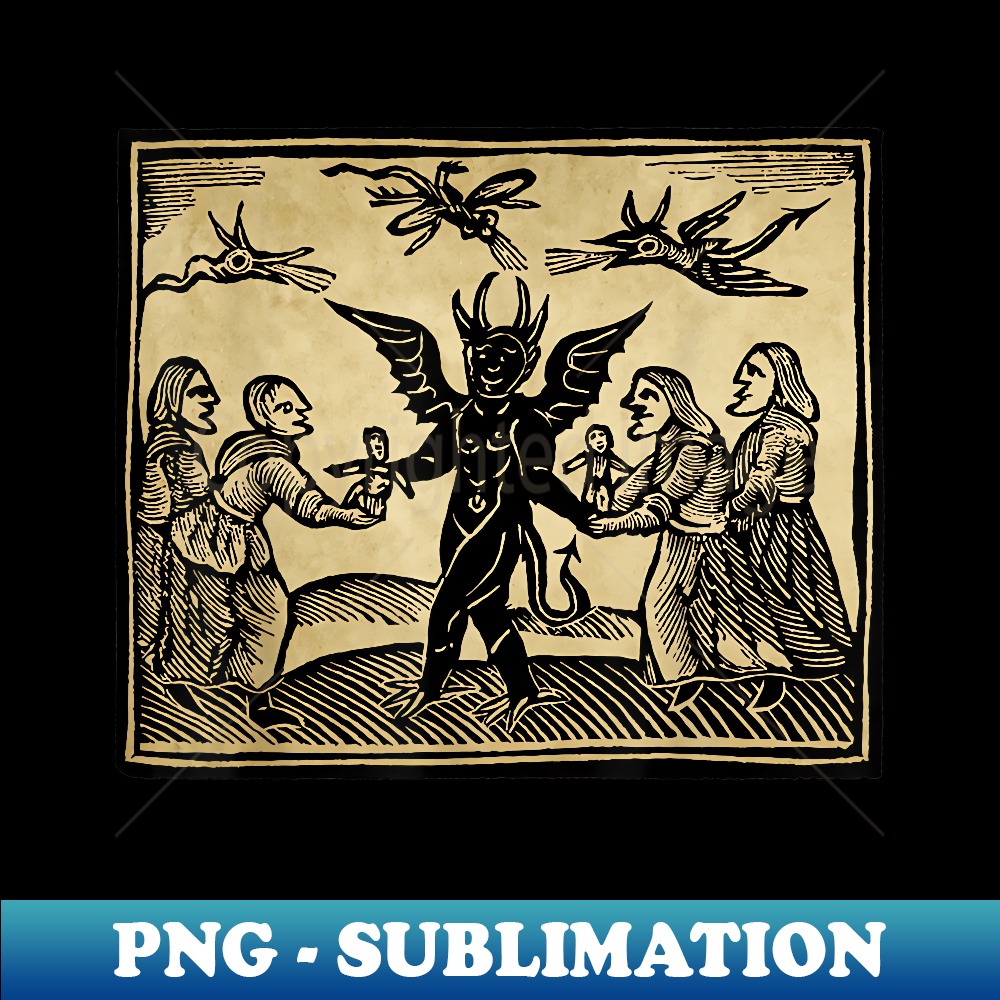 Vintage Witches And The Devil Woodcut Demon Medieval Dance - | Inspire ...