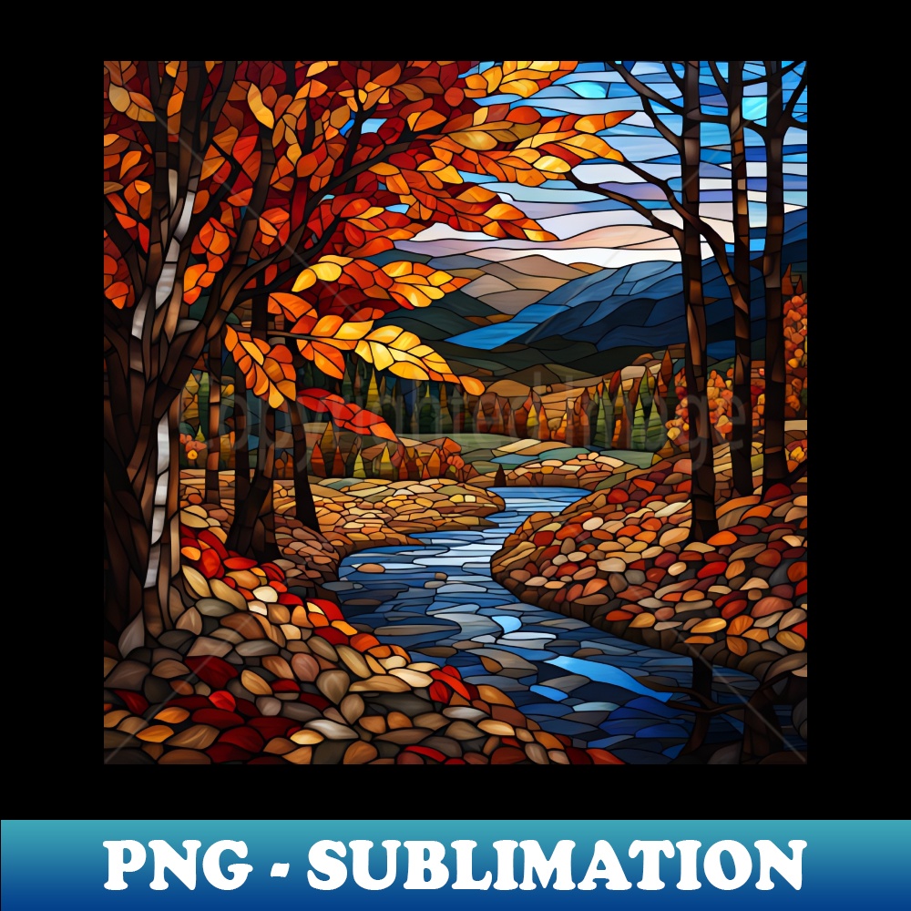 Stained Glass Autumn Scene - Special Edition Sublimation PNG | Inspire ...