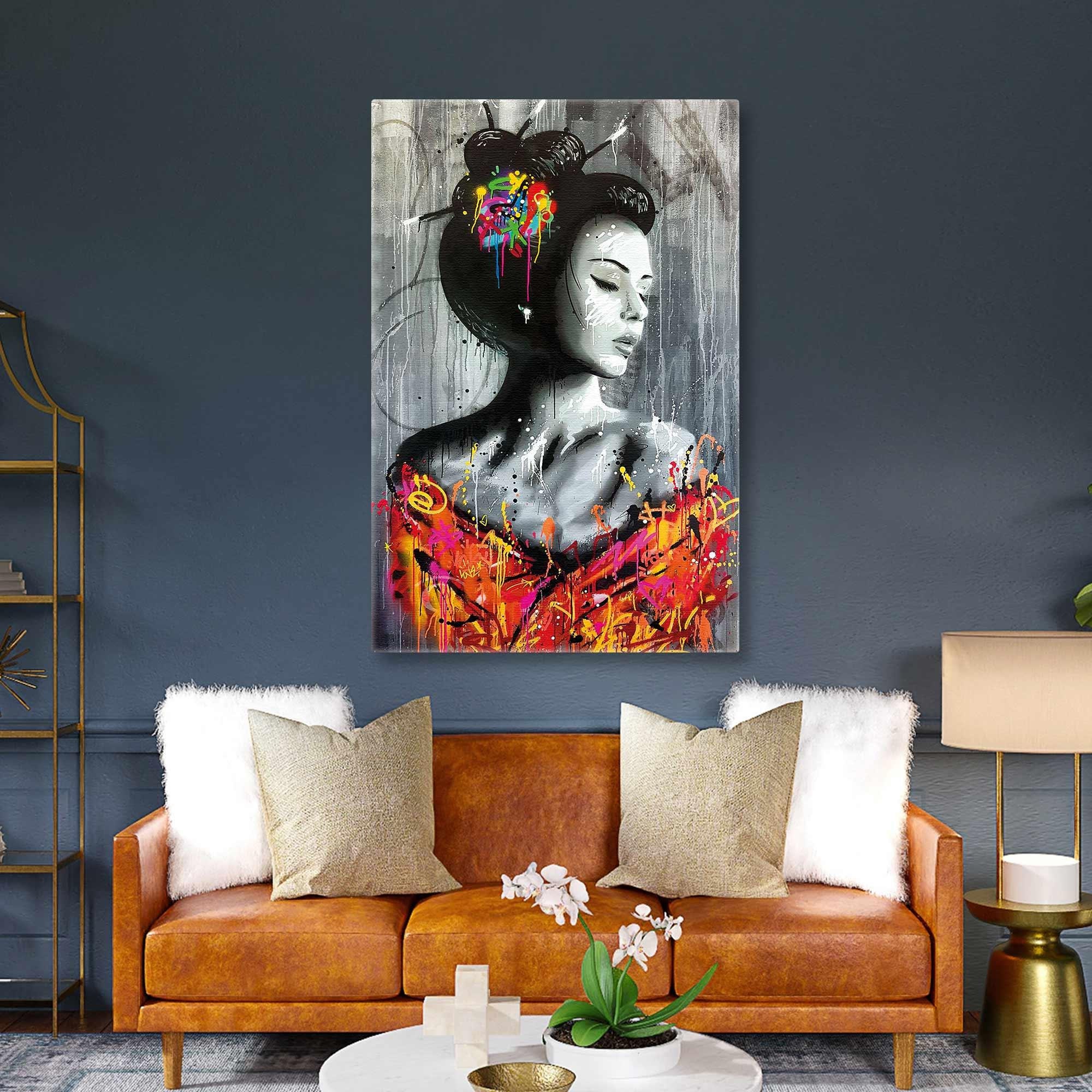 Asian Model Graffiti Street Art Roll Up Canvas, Stretched Ca | Inspire ...