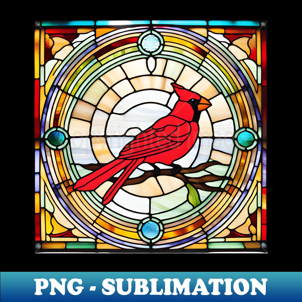 Cardinal in Concentric Circles Stained Glass - PNG Transpare - Inspire ...
