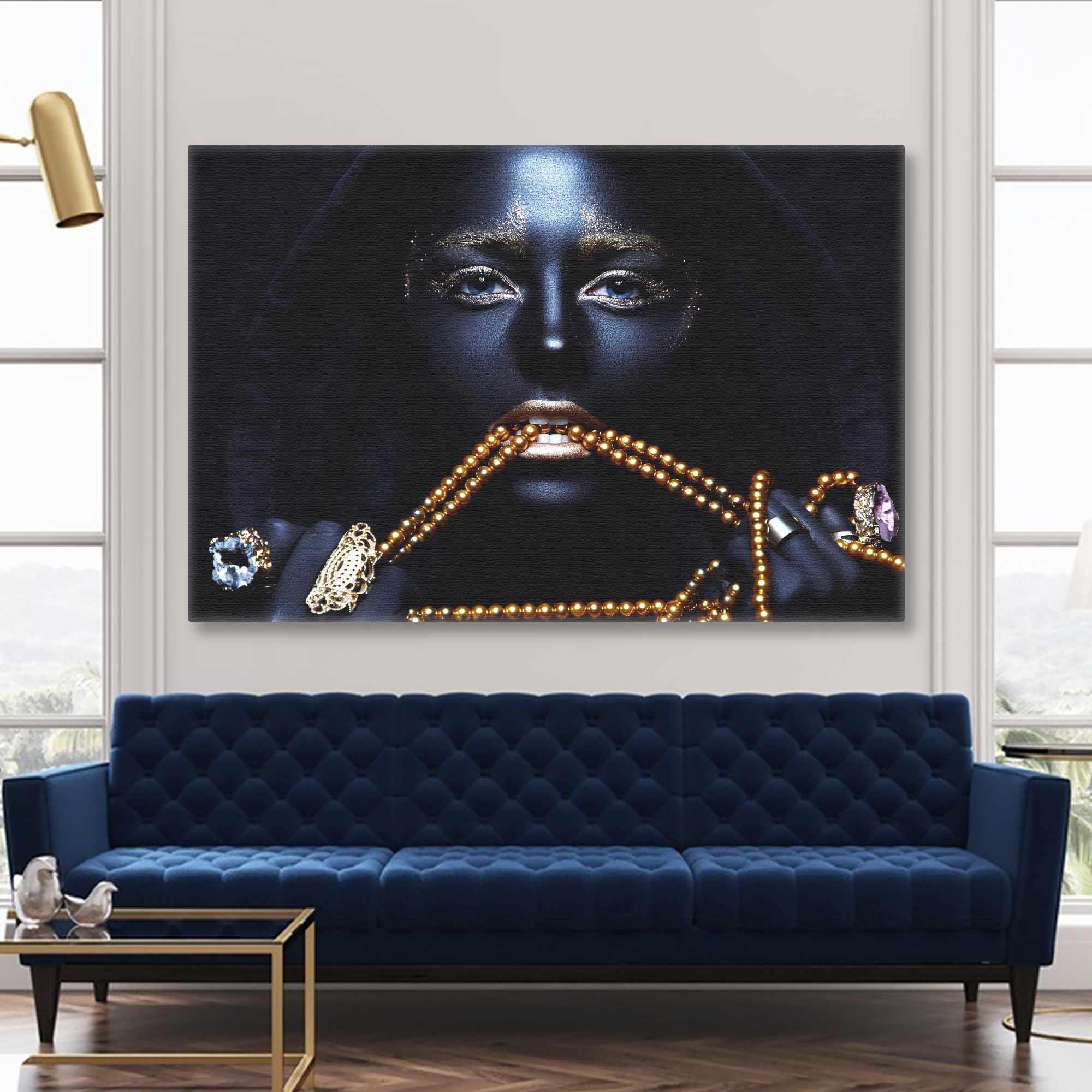 African Pearl Inserted Women's Gold Beads Blue Eye Roll Up C - Inspire ...