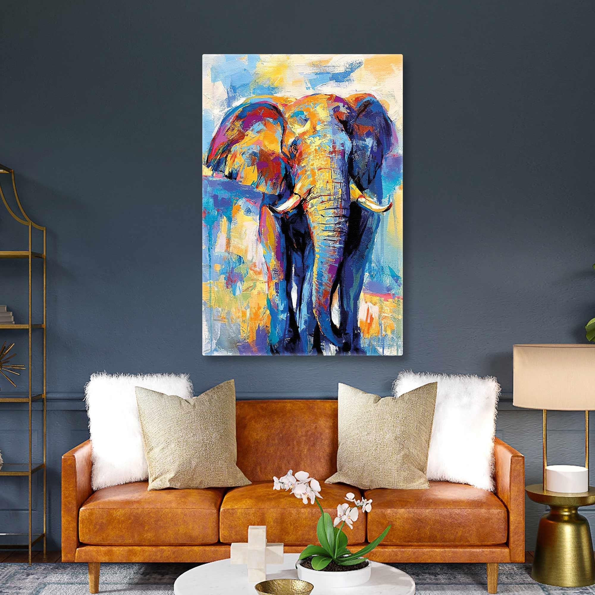 Brush Marks Blue and Yellow Elephant Masquerade Animal Roll | Inspire ...